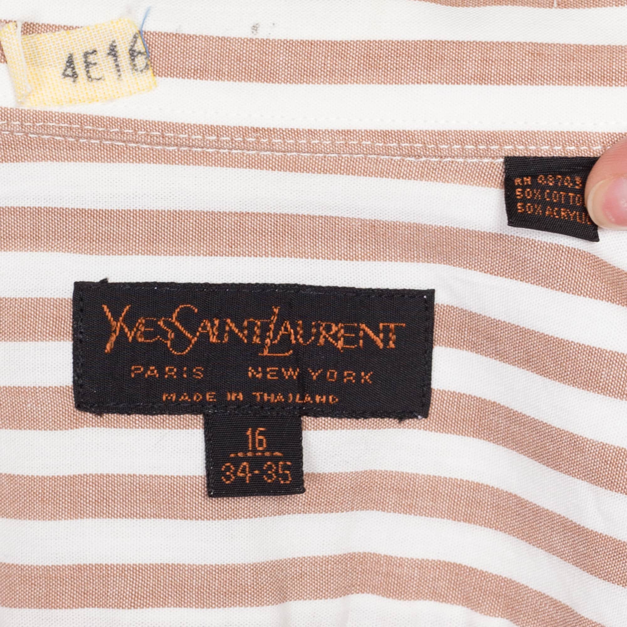 Med-Lrg 70s Yves Saint Laurent Brown & White Striped Shirt Med-Lrg 70s Yves Saint Laurent Brown & White Striped Shirt