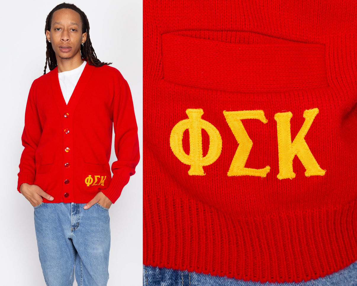 Large 70s Red Phi Sigma Kappa Fraternity Cardigan – Flying Apple Vintage